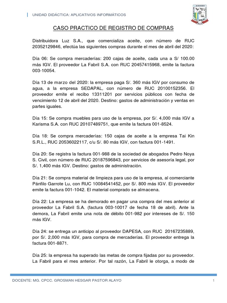 Caso Practico de Registro de Compras | PDF | Business