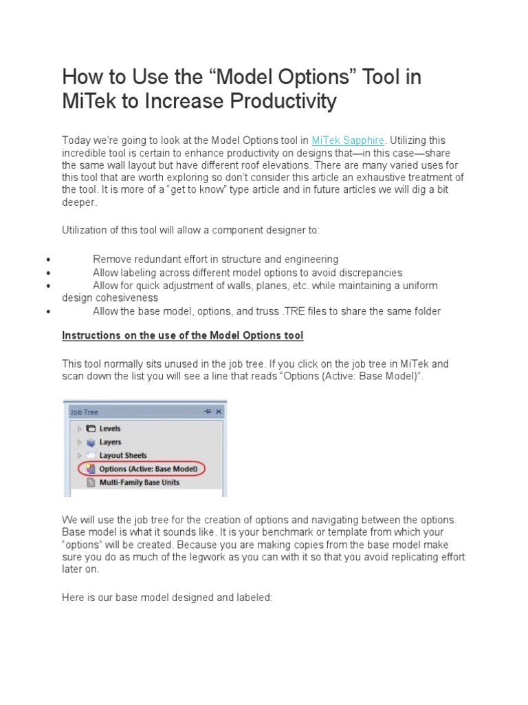 How To Use The Model Options Tool In Mitek Pdf Software System