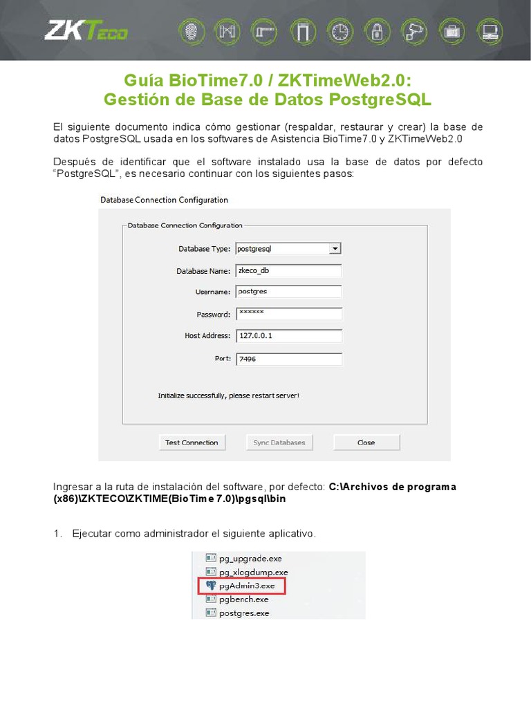 Guia de Gestion de Base de Datos BioTime | PDF
