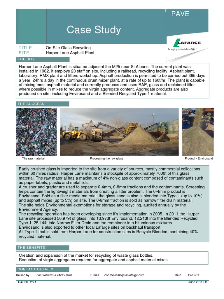 Case Study Glass Recycling 191211 | PDF | Recycling | Asphalt