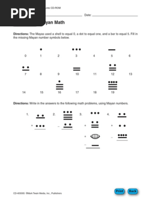 Mayan Numbers Worksheet