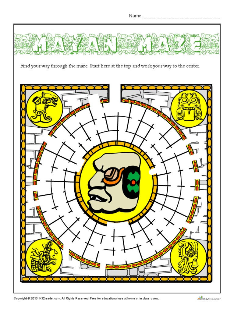 Mayan Maze: Find Your Way Through The Maze. Start Here at The Top and ...