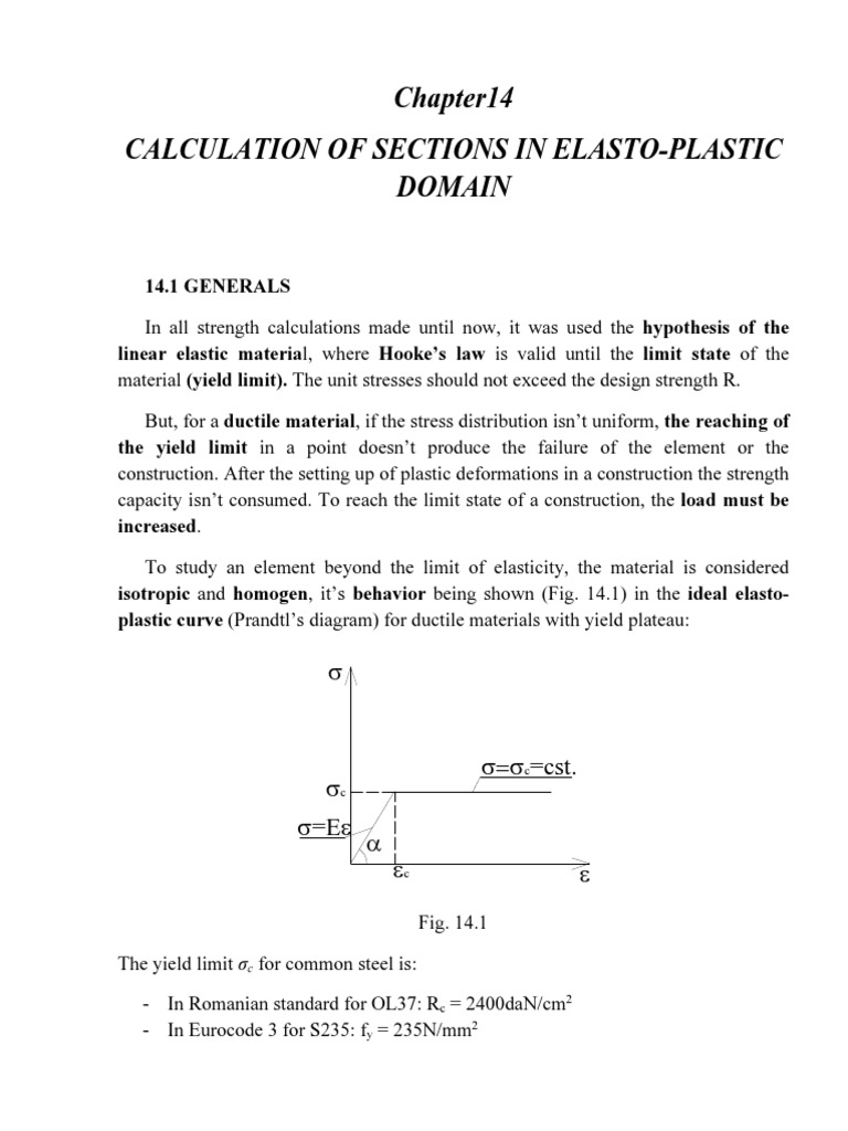 Calculation of Sections in Elasto-Plastic Domain | PDF | Bending | Plasticity (Physics)