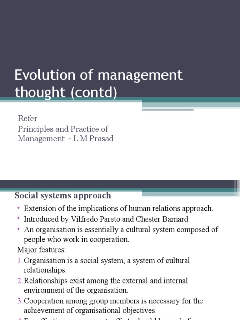 Evolution of Management Thought (Contd) : Refer Principles and Practice ...