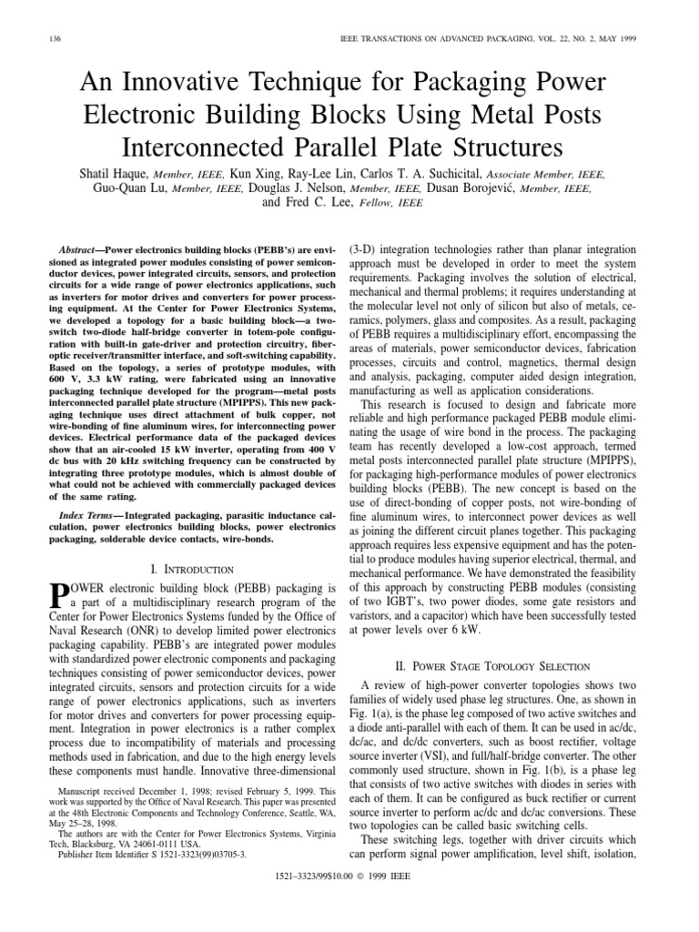 An Innovative Technique For Packaging Power Electronic Building Blocks ...