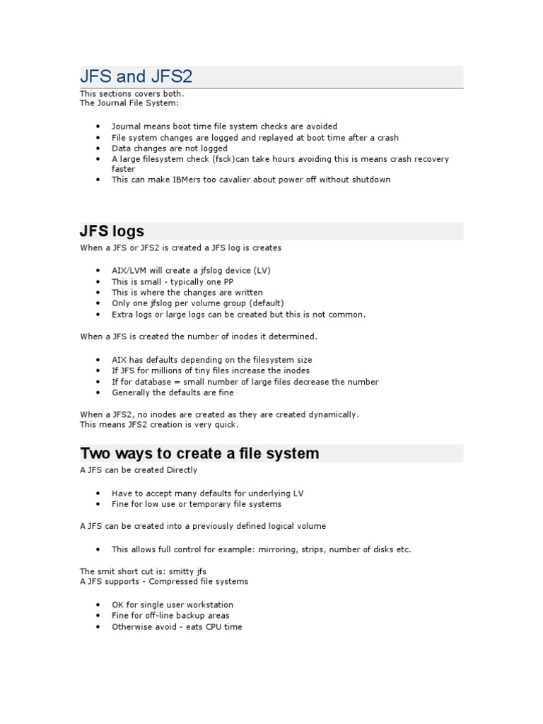 Jfs and Jfs2 | PDF | File System | Operating System Technology