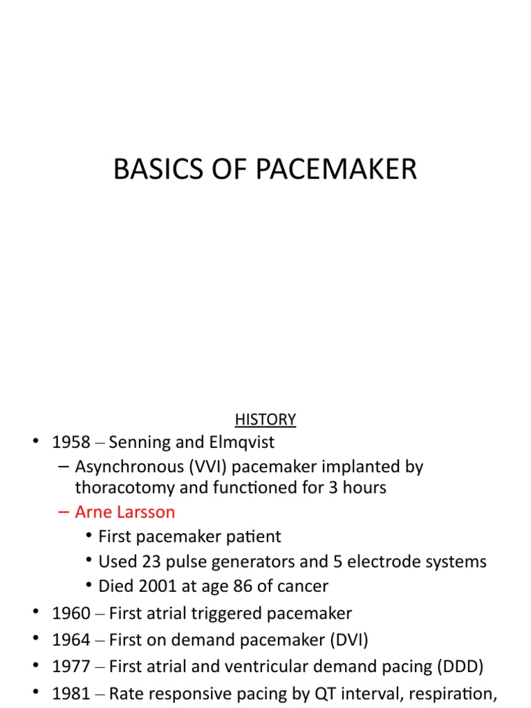 Basics of Pacemaker | PDF | Artificial Cardiac Pacemaker | Electrical ...