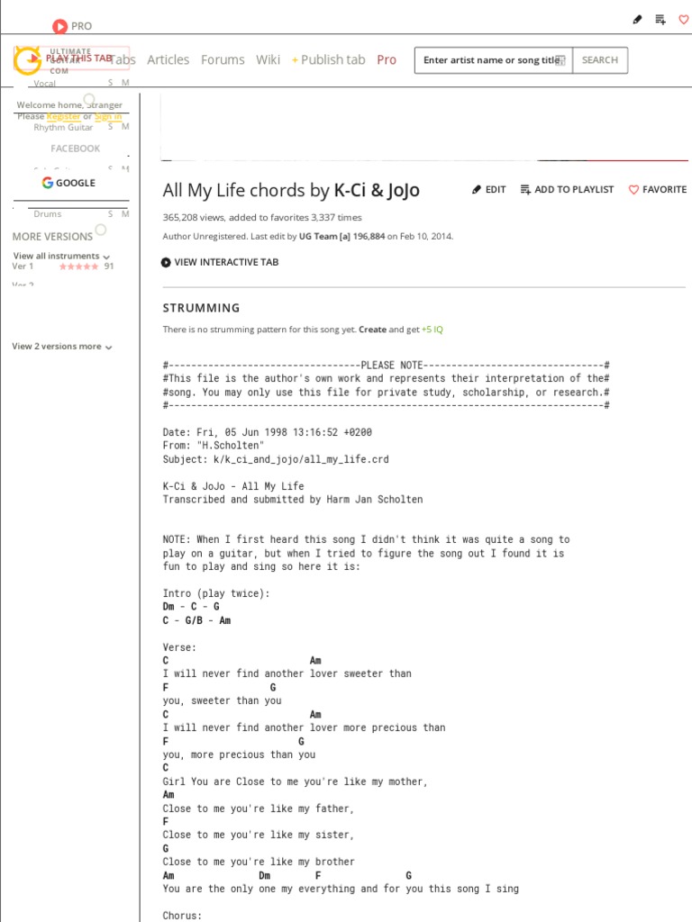 All My Life Chords and Lyrics | PDF | Musical Forms | Songs