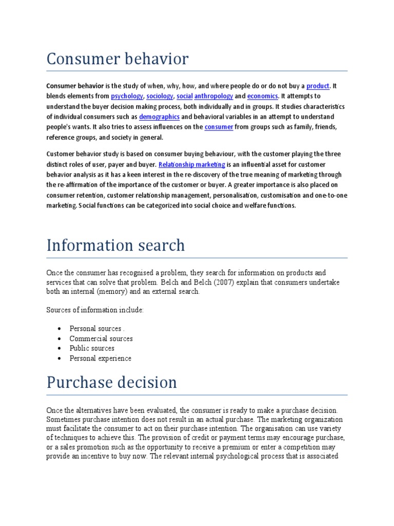 Consumer Behavior | PDF | Consumer Behaviour | Behavior