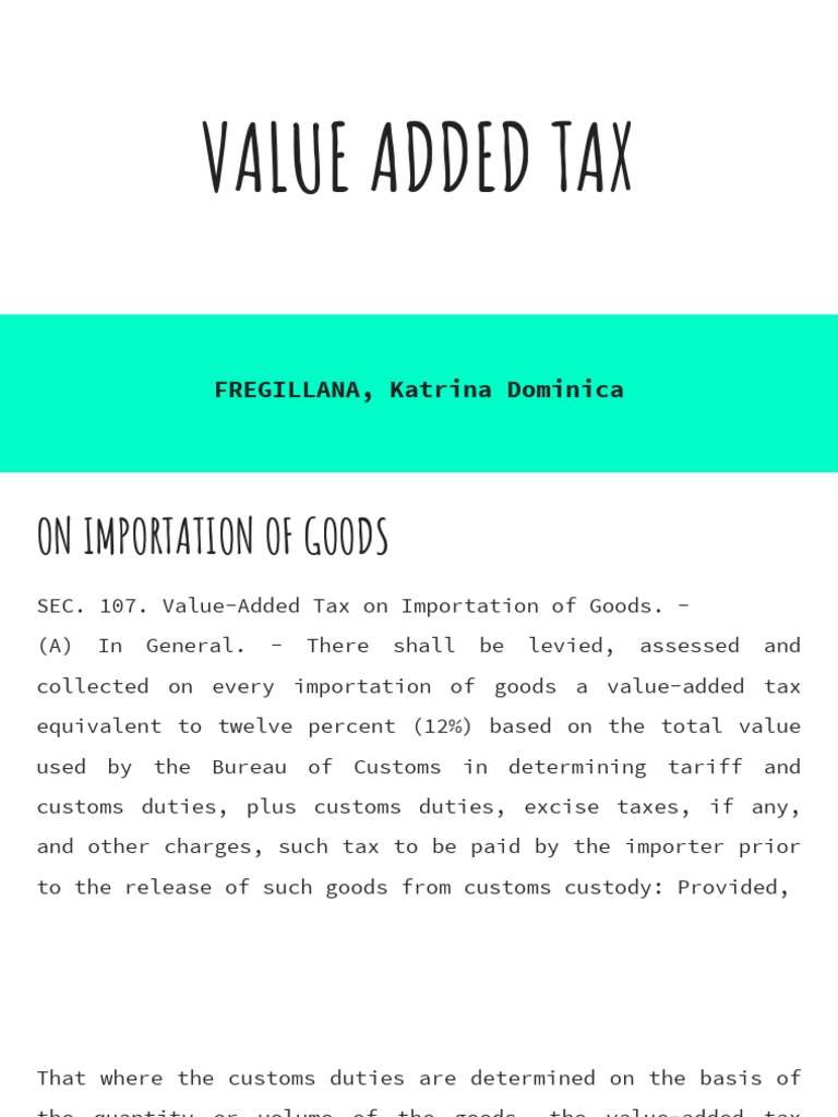 Value Added Tax | PDF | Value Added Tax | Tariff