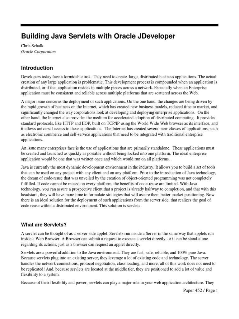 Building Java Servlets With Oracle JDeveloper | PDF | Java Servlet | Hypertext Transfer Protocol