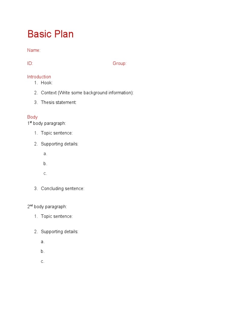 Basic Plan Format | PDF