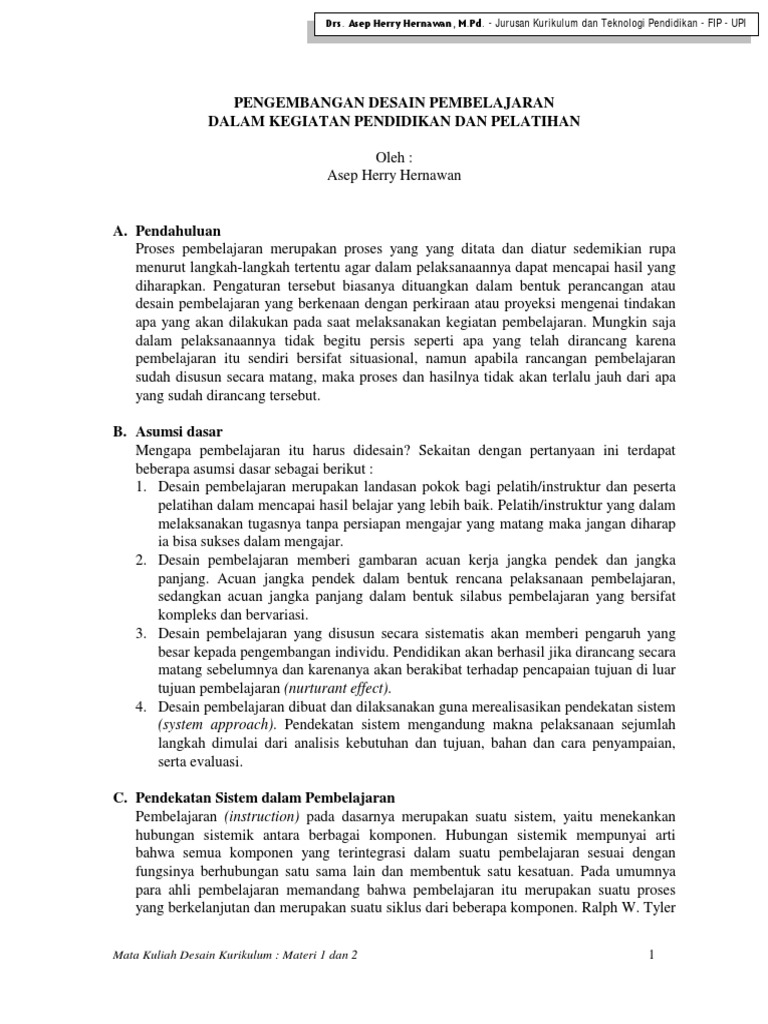 Desain Pembelajaran PDF | PDF