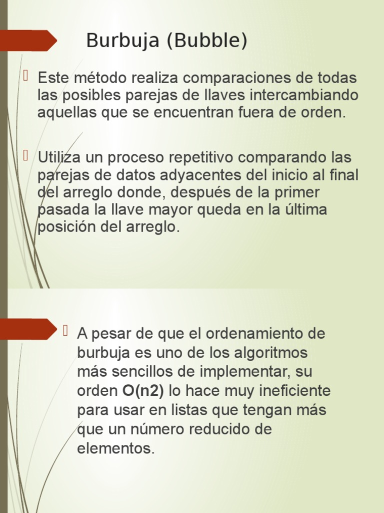 Presentacion Metodo Burbuja | PDF | Estructura de datos de matriz ...