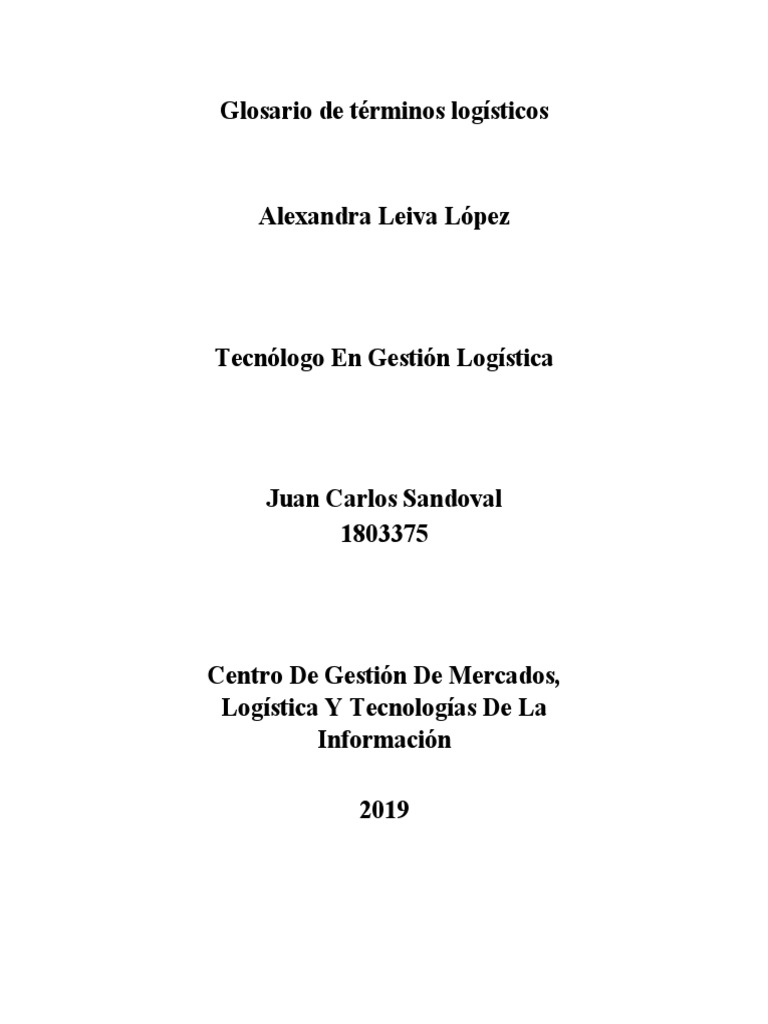 Glosario de Términos Logísticos | PDF | Logística | Almacén