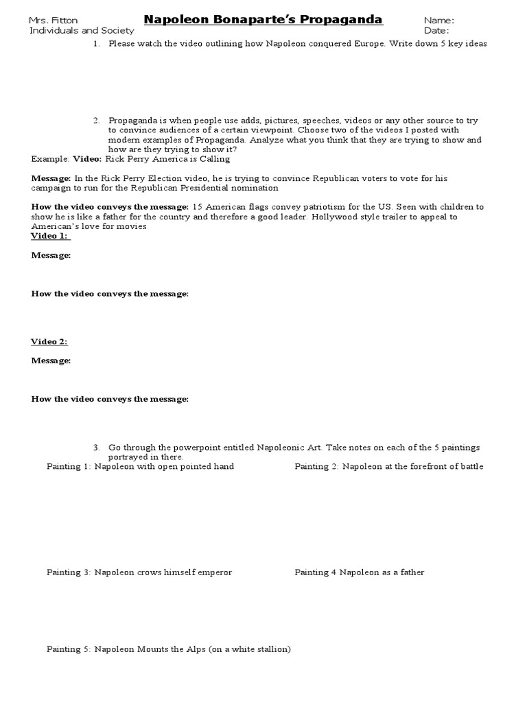 Napoleon DBQ | PDF | Napoleon | Propaganda
