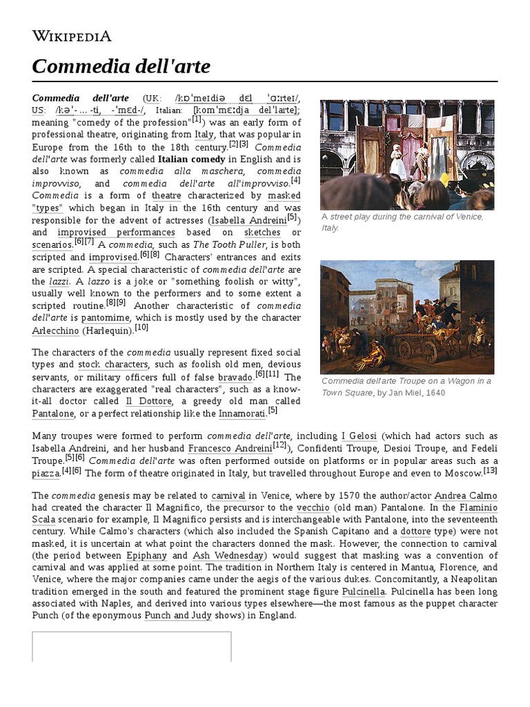 Commedia Dell'arte | PDF | Commedia Dell'arte | Theatre