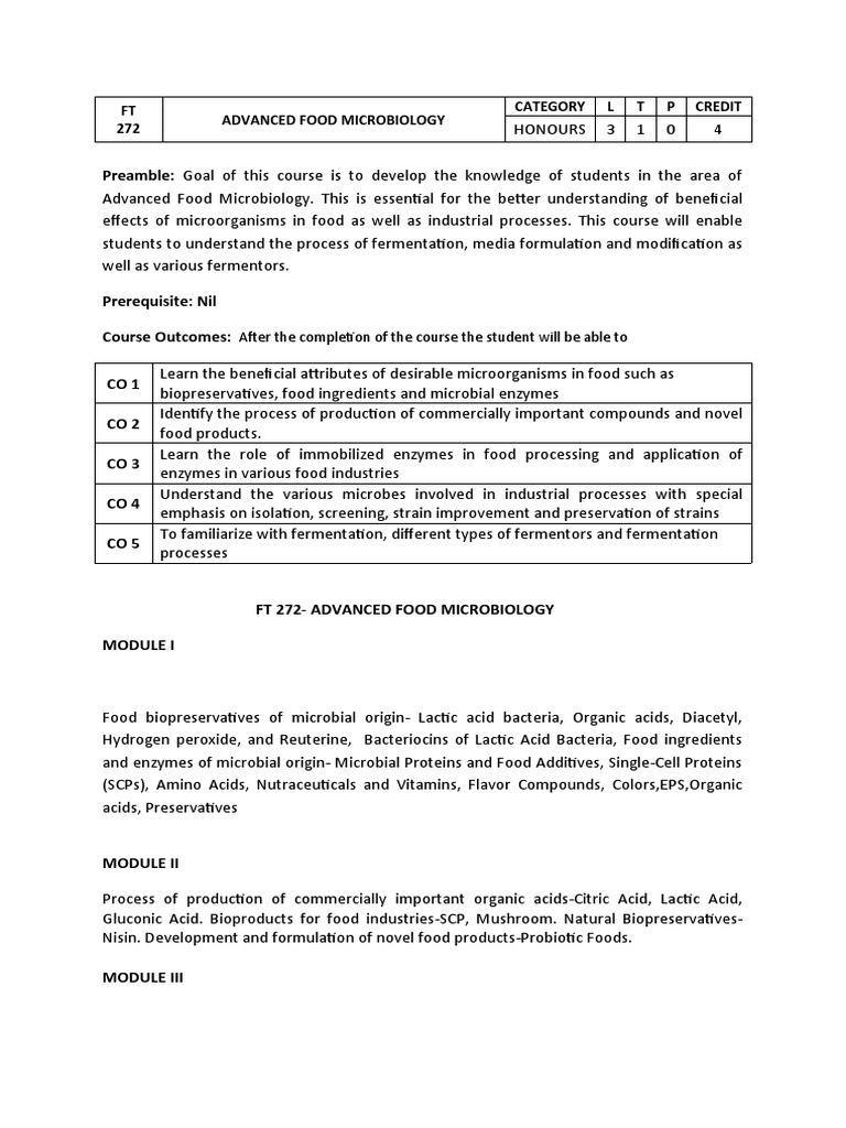 Advanced Food Microbiology | PDF | Fermentation | Food Preservation