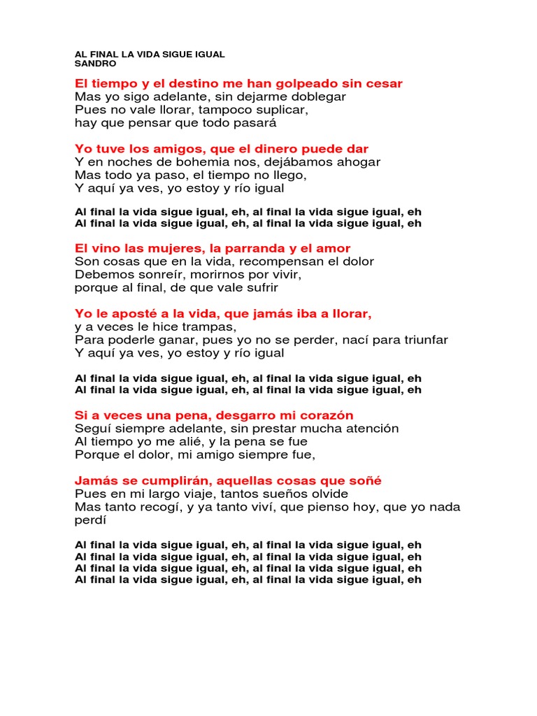 Al Final La Vida Sigue Igual PDF | PDF