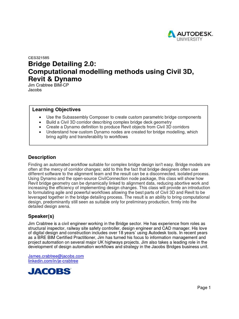 Bridge Detailing 2.0: Computational Modelling Methods Using Civil 3D, Revit & Dynamo | PDF ...