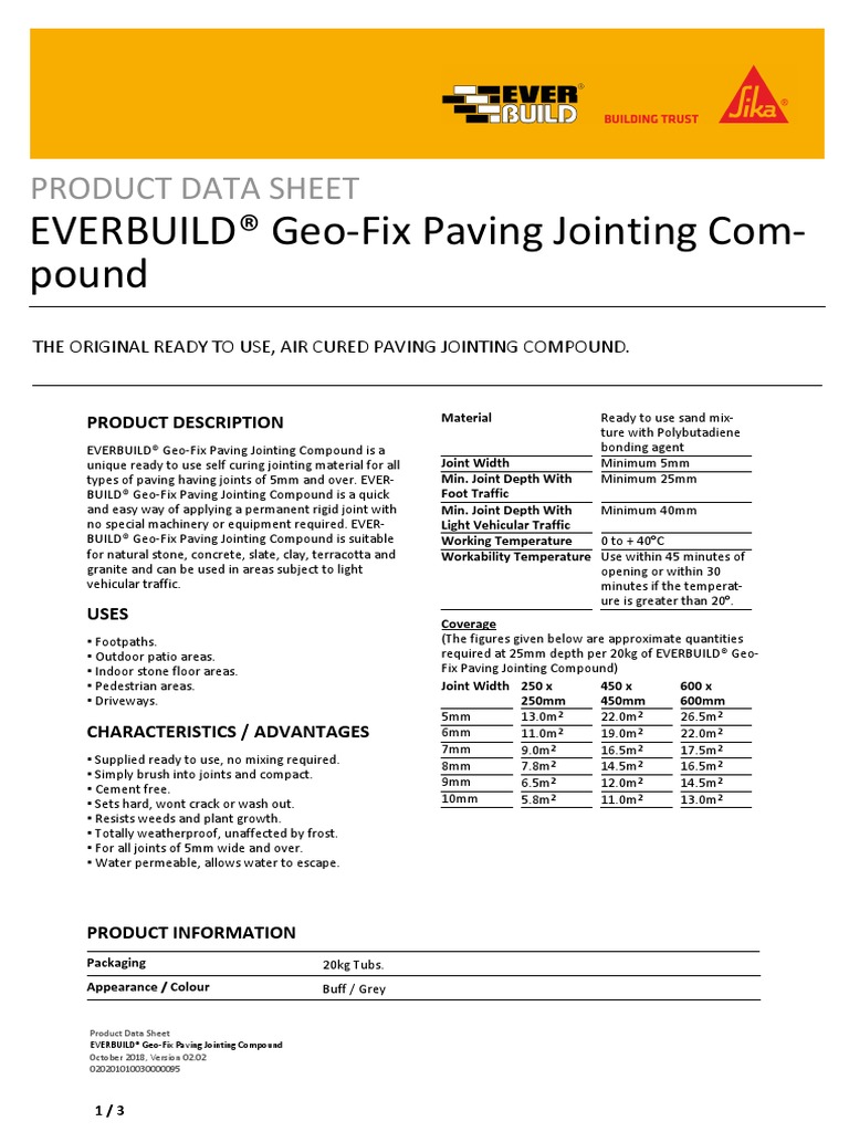 Geo-Fix Paving Jointing Compound V2.2 | PDF | Nature
