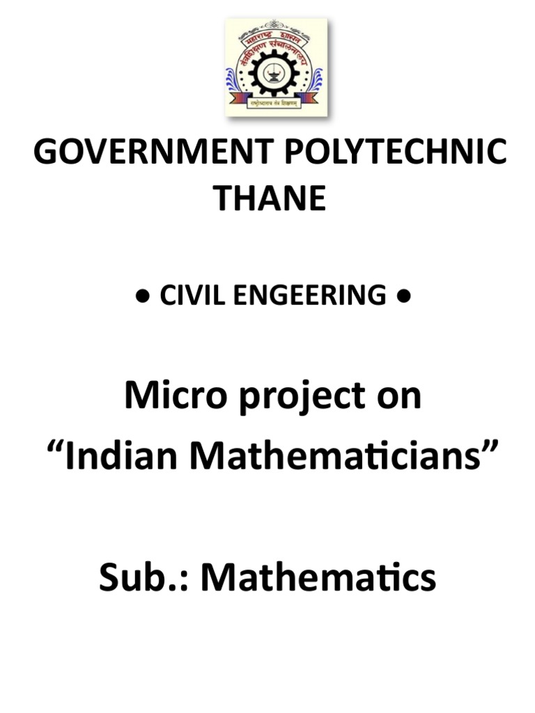 Government Polytechnic Thane: Micro Project On "Indian Mathematicians ...