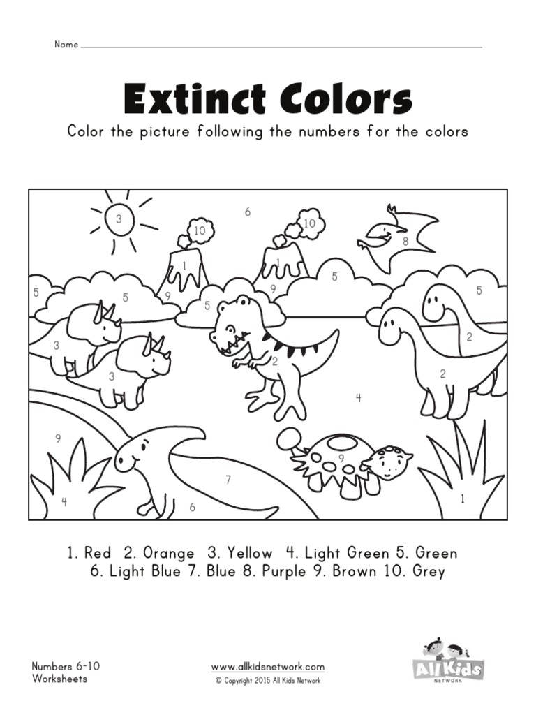 Extinct Colors: Color The Picture Following The Numbers For The Colors ...