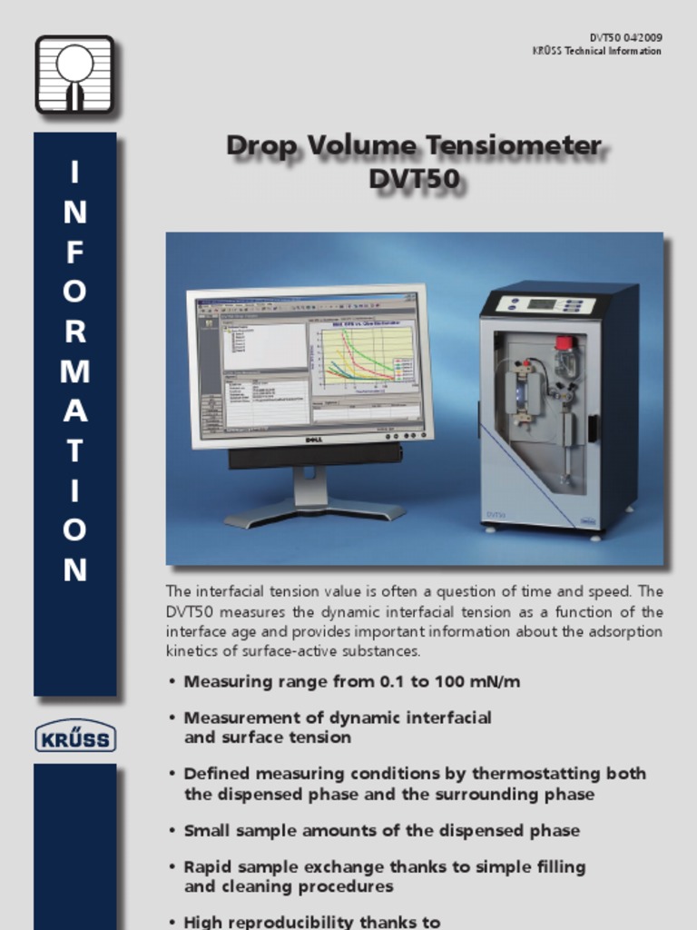 I N F O R M A T I O N: Drop Volume Tensiometer DVT50 | PDF | Surface ...