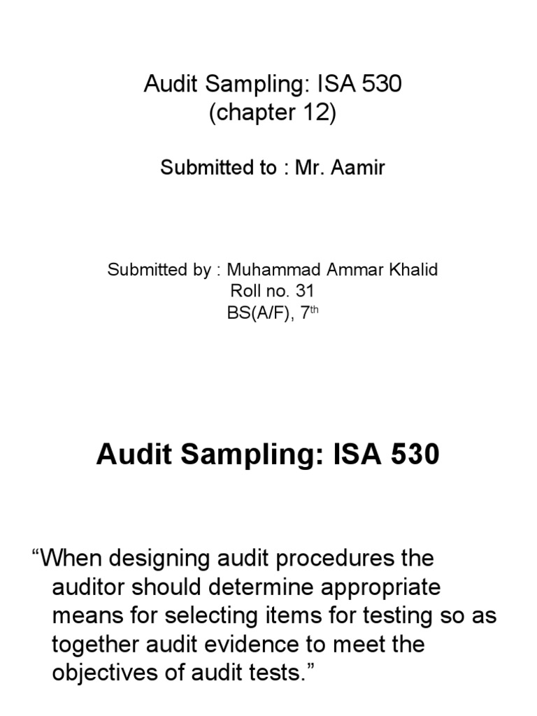 Audit Sampling Standards: ISA 530 | PDF | Audit | Sampling (Statistics)