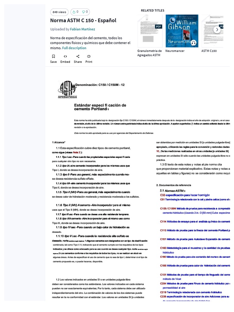 (PDF) Norma ASTM C 150 - Español - Compress PDF | PDF | Cemento | Hormigón