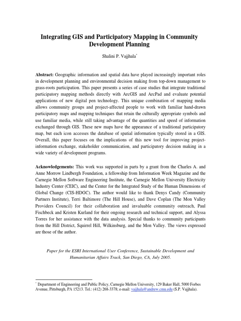 VAJJHALA 2005 Integrating GIS Participatory Mapping | PDF | Geographic ...