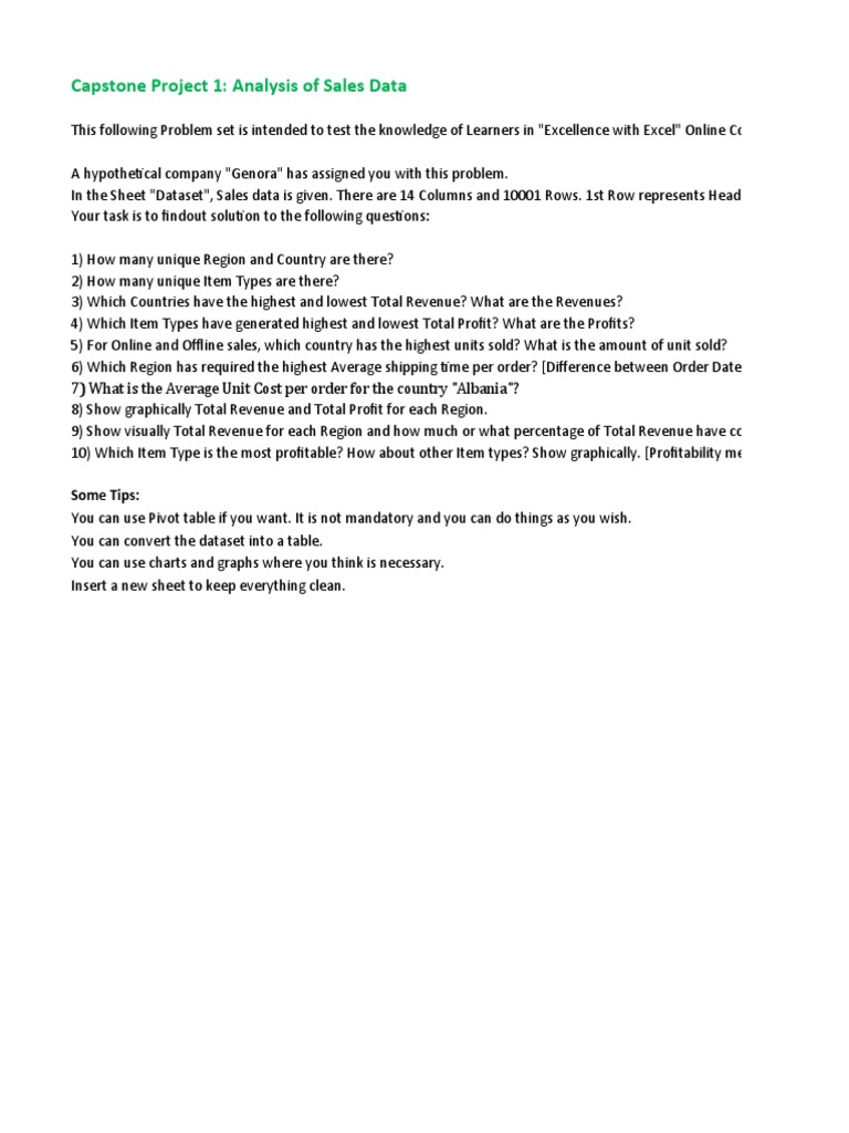 Capstone Project 1 - Analysis of Sales Data | PDF | Sub Saharan Africa ...