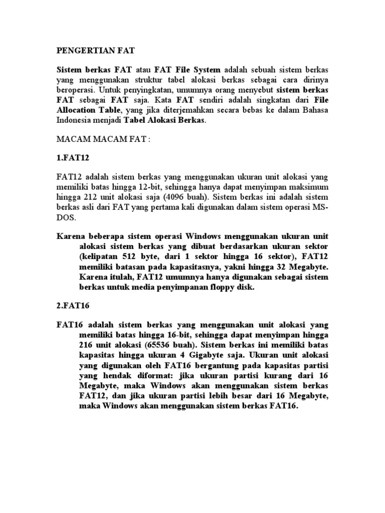 Pengertian Fat | PDF | Komputer