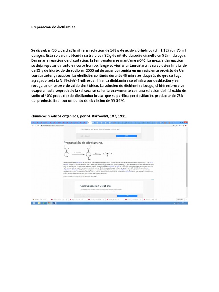 Preparación de Dietilamina | PDF