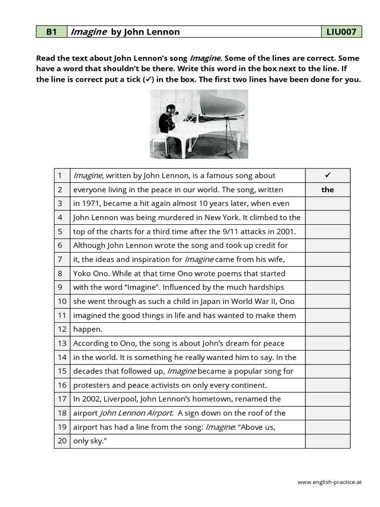 Imagine: B1 by John Lennon LIU007 | PDF | John Lennon | Yoko Ono