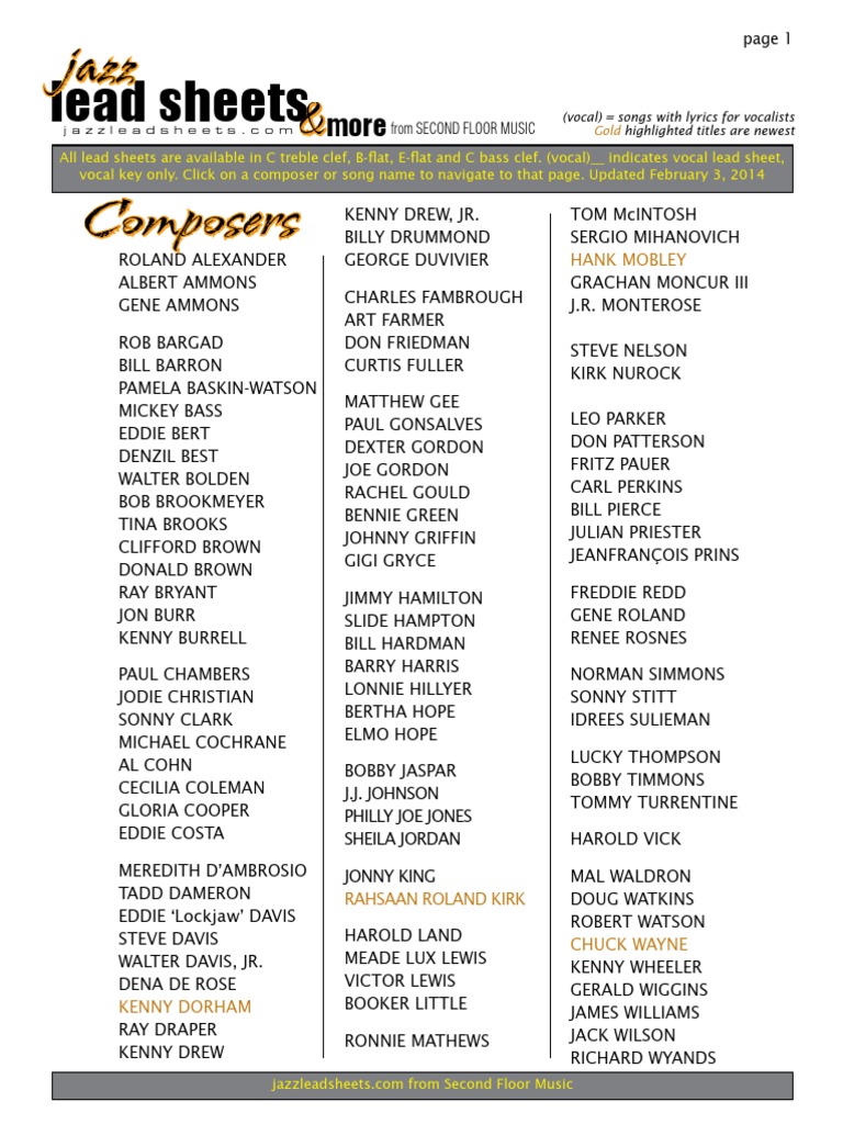 Jazz Lead Sheets Collection Online | PDF | Jazz | American Music People
