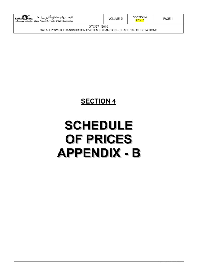 Section 4 - Schedule of Prices - Appendix - B r3 | PDF | Letter Of ...