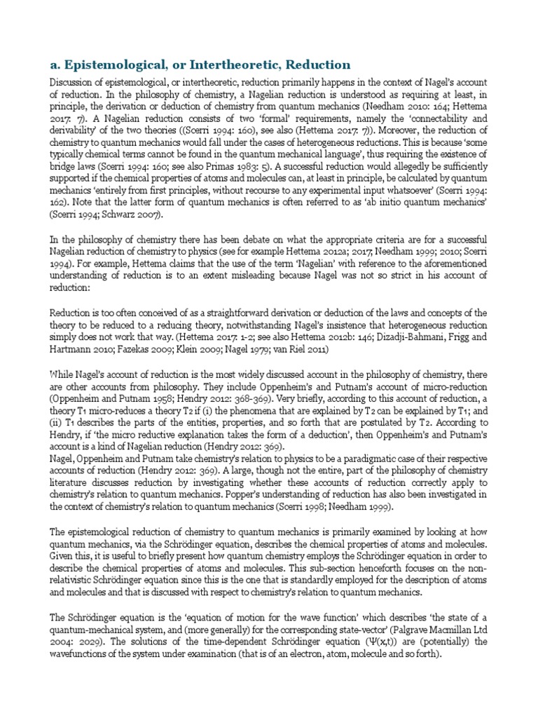 A. Epistemological, or Intertheoretic, Reduction | PDF | Wave Function ...