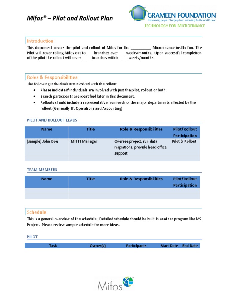 Mifos® - Pilot and Rollout Plan | PDF | Computing | Information Technology