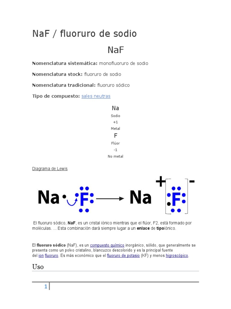 Naf / Fluoruro de Sodio | PDF | Compuestos químicos | Átomos