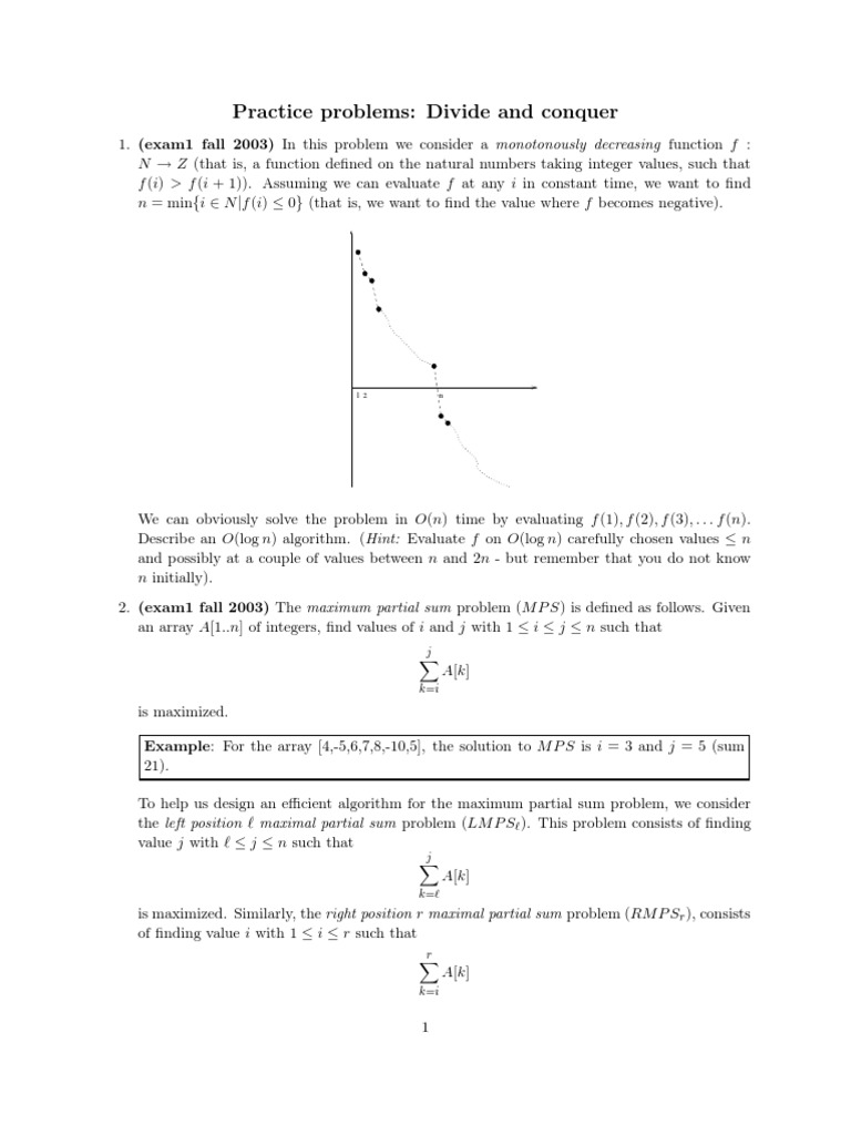 Practice Problems: Divide and Conquer | Download Free PDF | Time ...