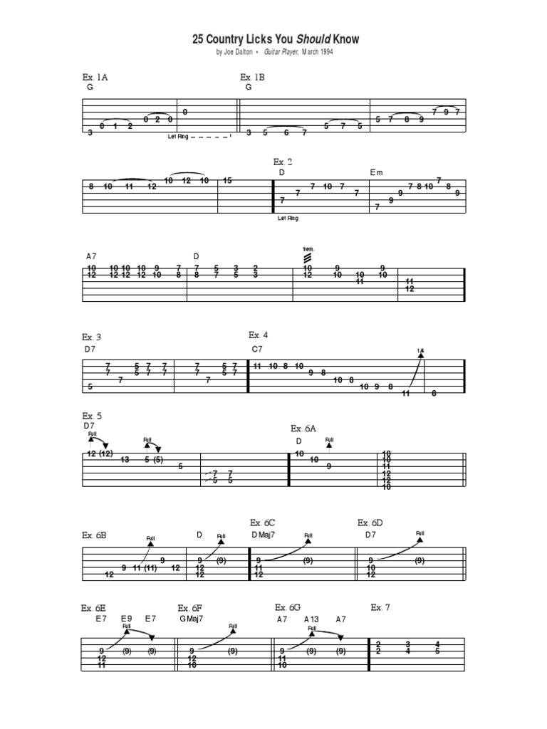 Country Guitar Licks Guide | PDF