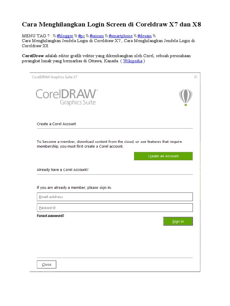 Cara Hilangkan Login CorelDraw X7 & X8 | PDF | Bisnis
