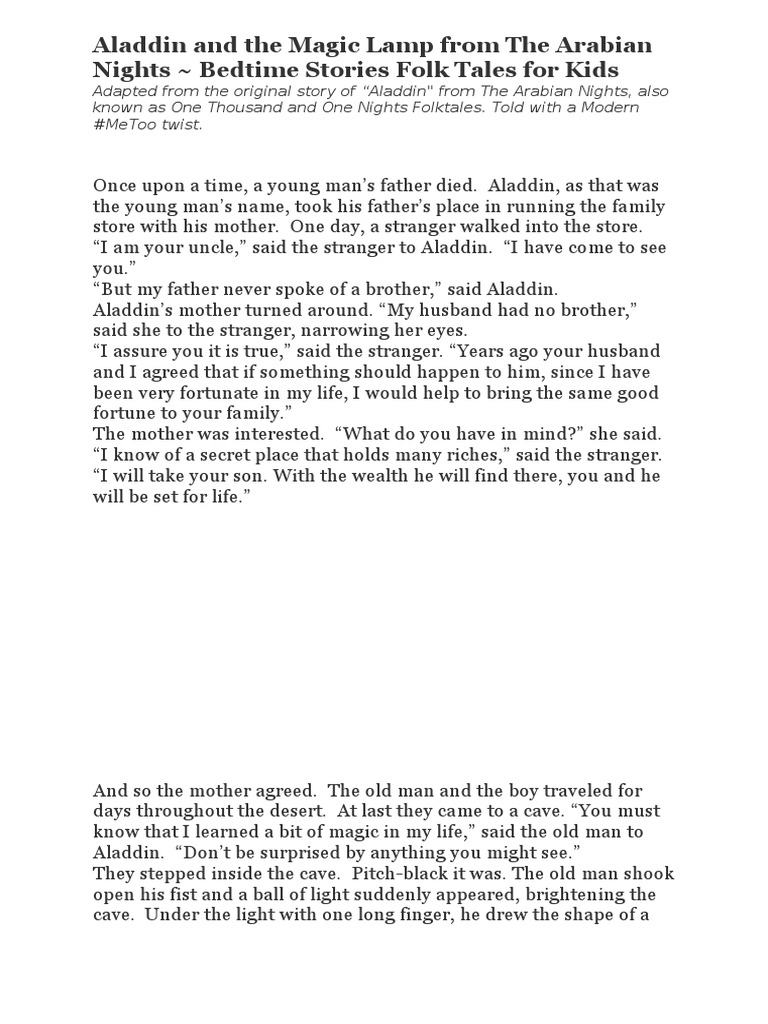 Aladdin and The Magic Lamp From The Arabian Nights | Download Free PDF ...