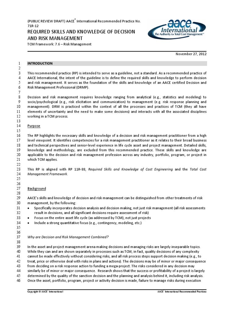 71R-12 Aace PDF | PDF | Risk Management | Mean