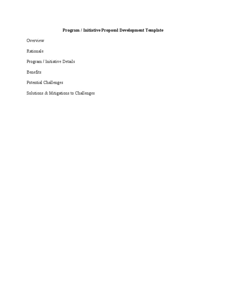 Initiative Proposal Development Skeleton Template | PDF | Business