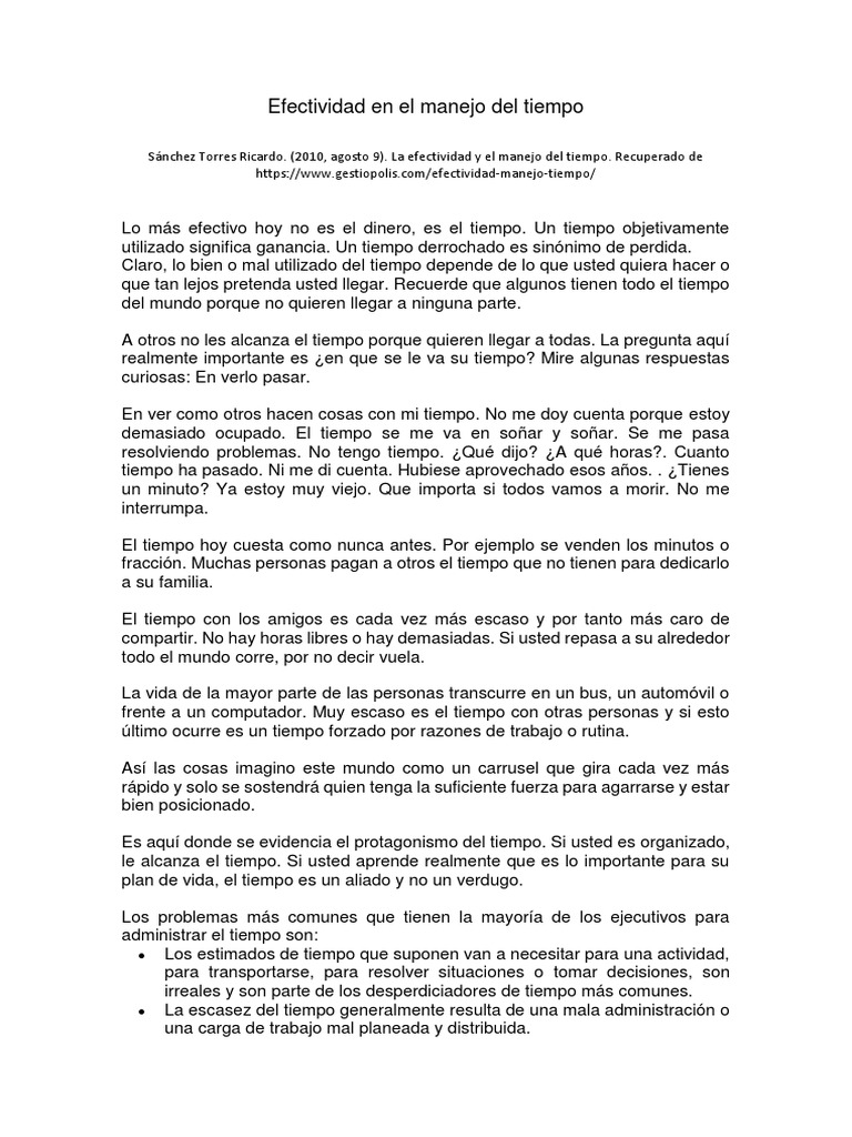 Efectividad en el manejo del tiempo: claves y consejos para optimizar ...