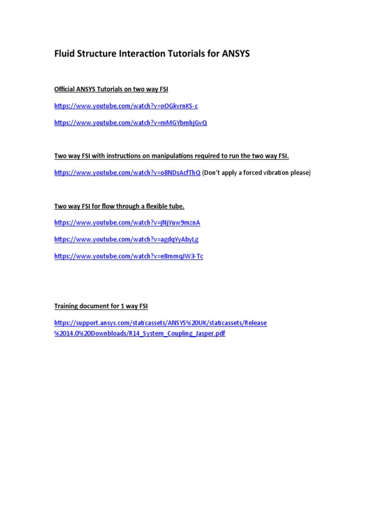 FSI ANSYS Tutorials | PDF
