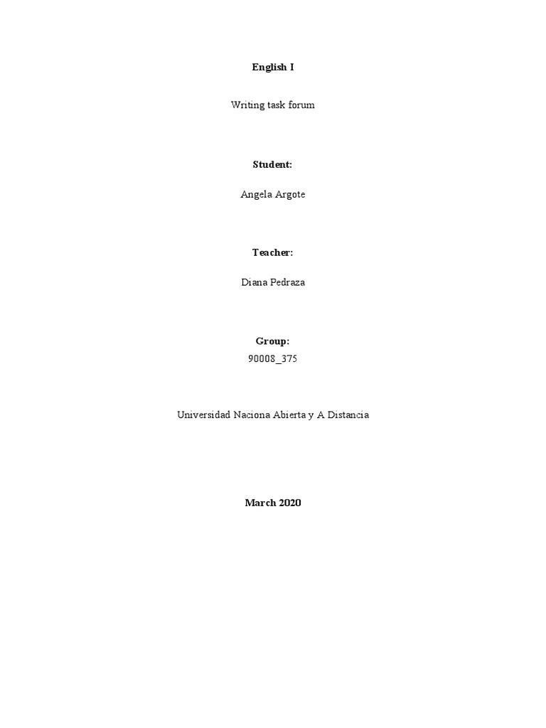 Writing Task Forum: English I | PDF