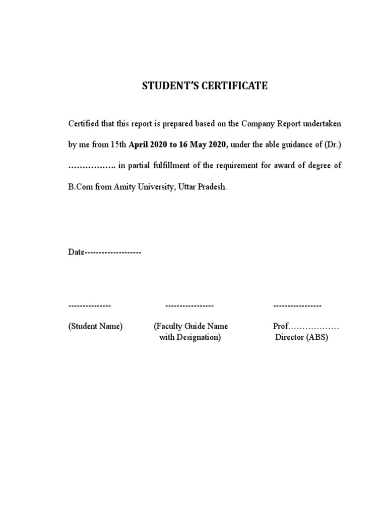 StudentCertificate Format | PDF